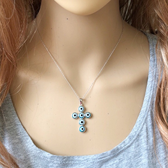 Element Shine | Jewelry | New 925 Sterling Silver Evil Eye Cross ...